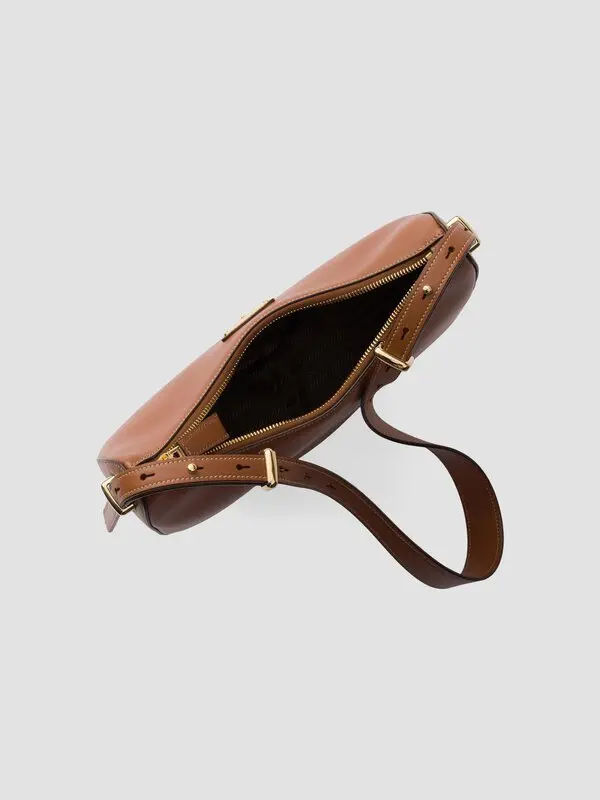 Prada Arqué Small Leather Shoulder Bag - Brown