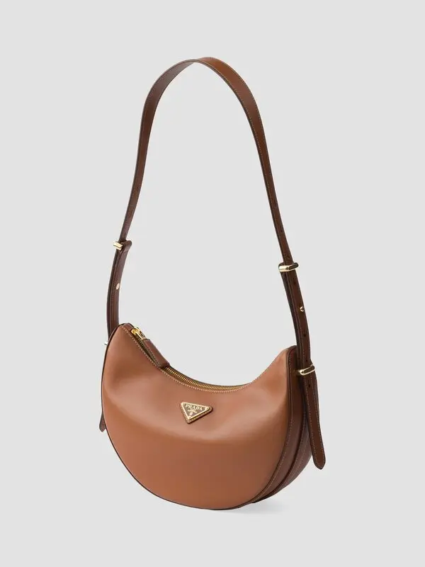 Prada Arqué Small Leather Shoulder Bag - Brown