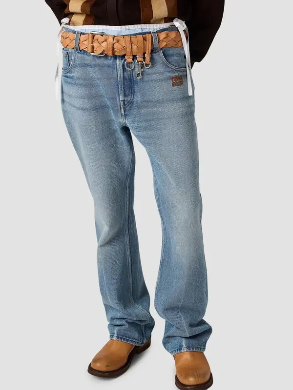 Miu Miu Five-pocket Washed Denim Jeans
