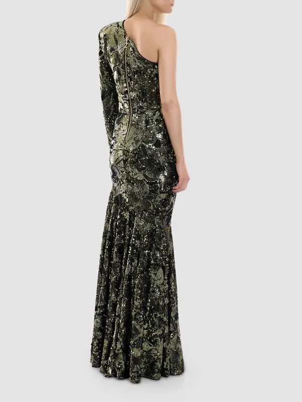 ZHIVAGO This Is Not Her Sequined One-shoulder Mermaid Gown