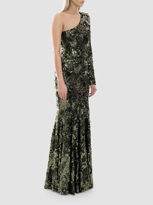 ZHIVAGO This Is Not Her Sequined One-shoulder Mermaid Gown