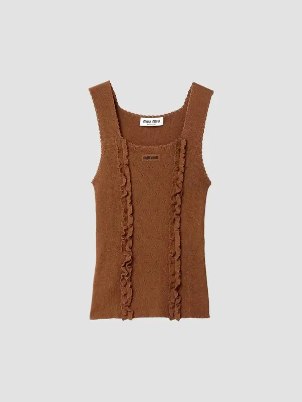 Miu Miu Cashmere And Silk Top - Brown