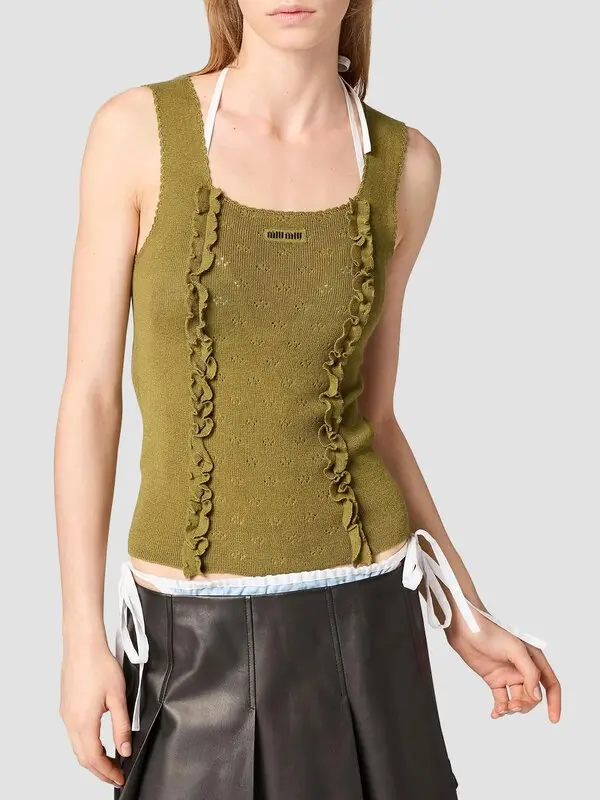 Miu Miu Cashmere And Silk Top - Green