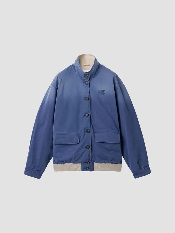 Miu Miu Old Washed Twill Blouson Jacket - Blue