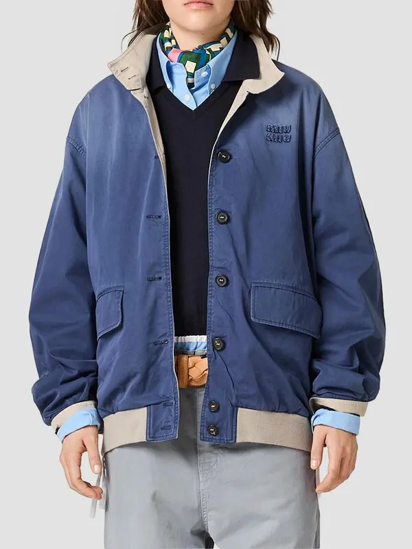 Miu Miu Old Washed Twill Blouson Jacket - Blue