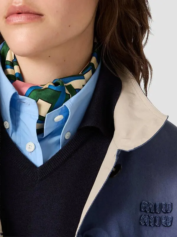 Miu Miu Old Washed Twill Blouson Jacket - Blue