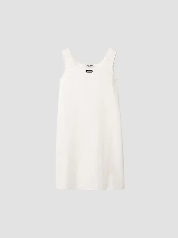 Miu Miu Slubbed Poplin Dress - White