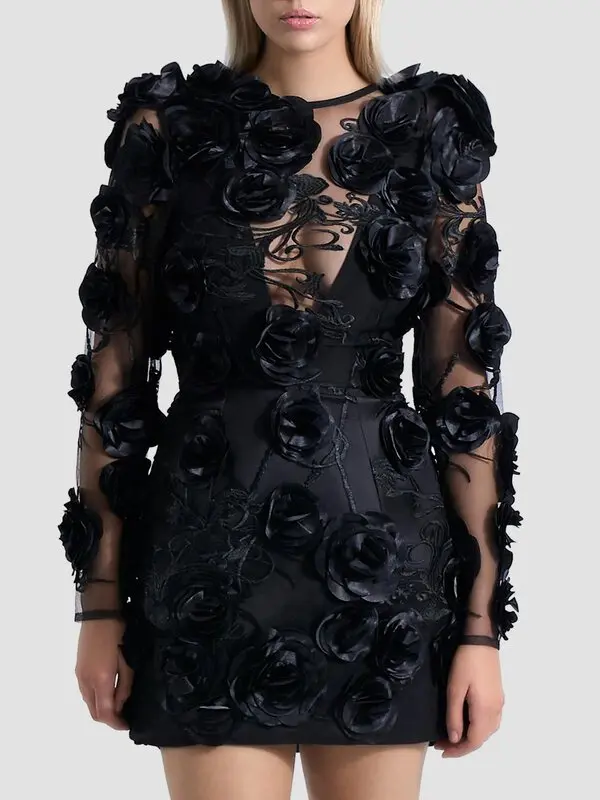 ZHIVAGO Aonia Embellished Floral Mesh Minidress