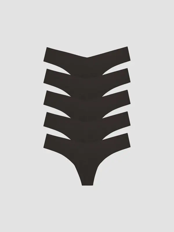Commando Microfiber 5-pack Thong Set - Black