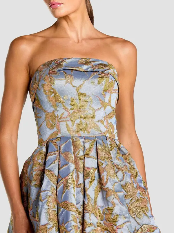 Mac Duggal Floral Brocade Midi-dress - Periwinkle Multi