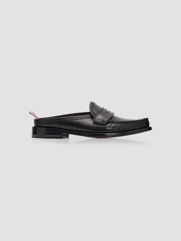 Thom Browne Pleated Varsity Mule Loafers - Black