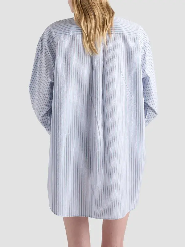 Prada Striped Cotton Shirt With Half-zipper - Blue