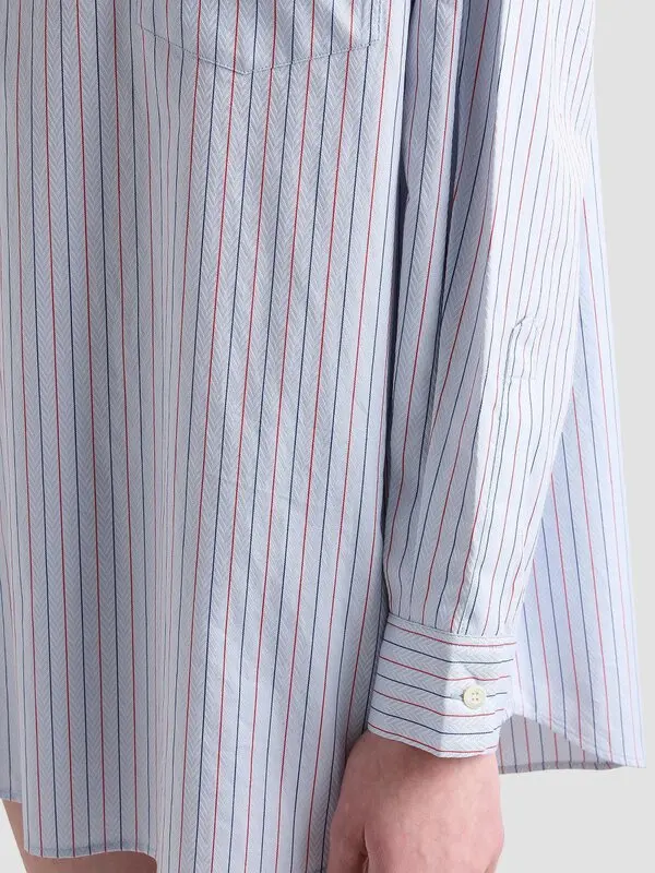 Prada Striped Cotton Shirt With Half-zipper - Blue
