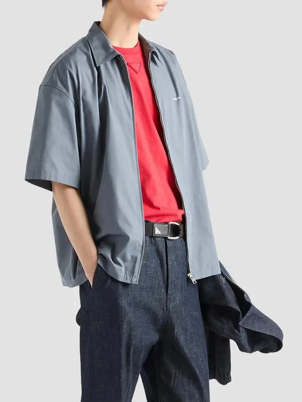 Prada Short-sleeved Technical Cotton Shirt - Grey