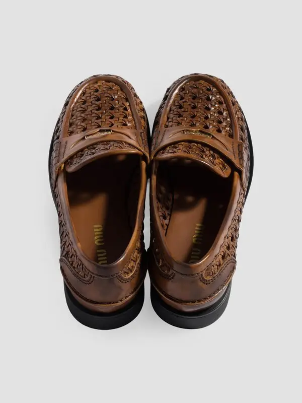 Miu Miu Woven Leather Loafers
