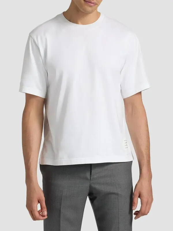Thom Browne Rwb Trim Oversized Cotton Crewneck T-shirt