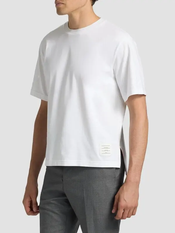 Thom Browne Rwb Trim Oversized Cotton Crewneck T-shirt