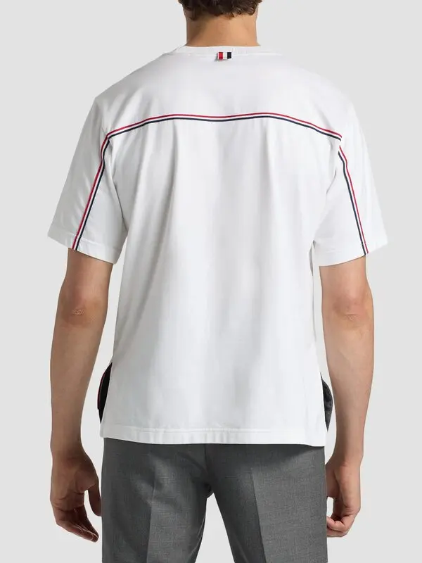 Thom Browne Rwb Trim Oversized Cotton Crewneck T-shirt