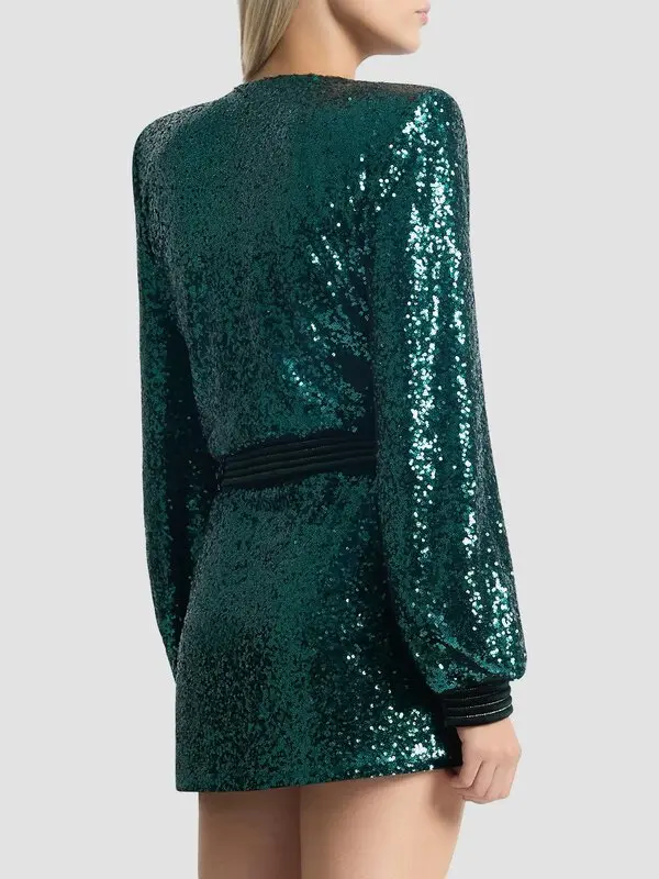 ZHIVAGO Cala Conta Sequined Wrap Minidress