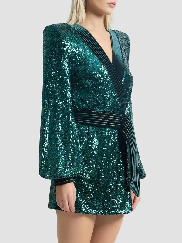 ZHIVAGO Cala Conta Sequined Wrap Minidress