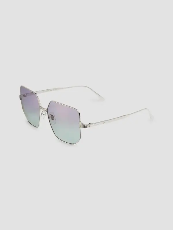 Cartier Santos De 58mm Geometric Sunglasses - Silver