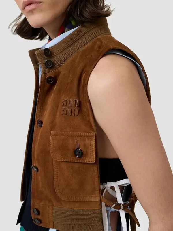 Miu Miu Waxed Suede Leather Vest