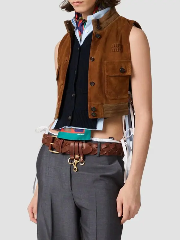 Miu Miu Waxed Suede Leather Vest