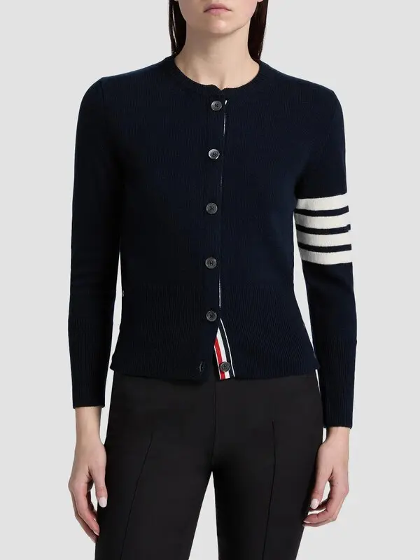Thom Browne Four Bar Wool Cardigan