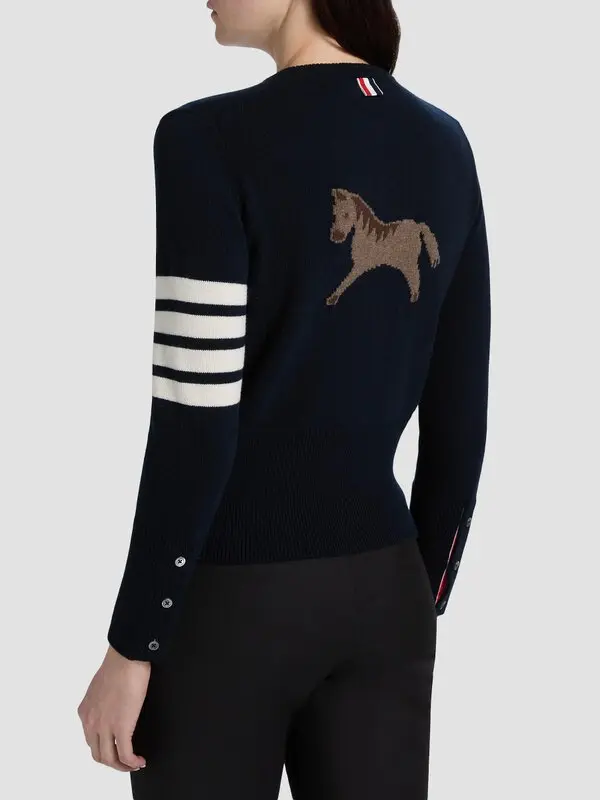 Thom Browne Four Bar Wool Cardigan