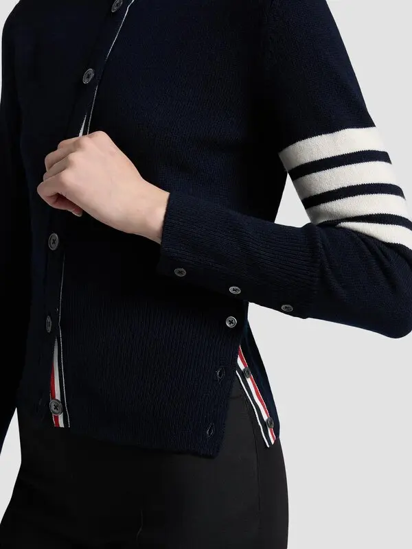 Thom Browne Four Bar Wool Cardigan