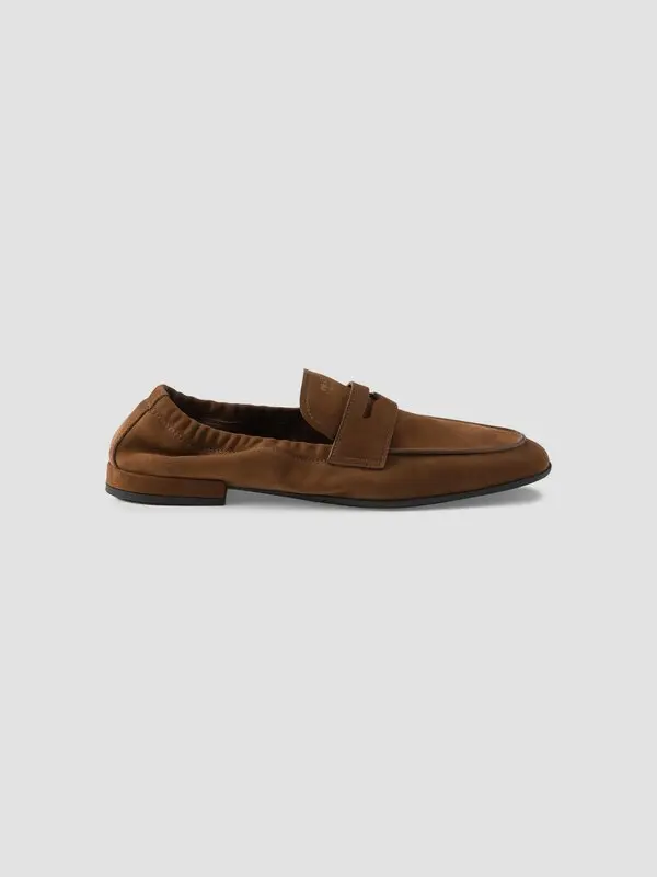 Prada Shuffle Nubuck Leather Loafers - Brown