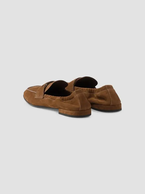 Prada Shuffle Nubuck Leather Loafers - Brown