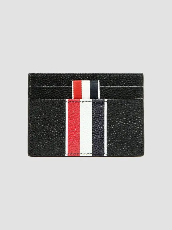 Thom Browne Double-sided Tricolor-striped Leather Card Case - Black