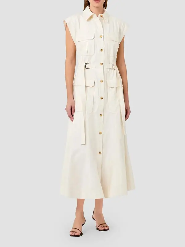 NICHOLAS THE LABEL Romina Cotton-blend Twill Midi-shirtdress