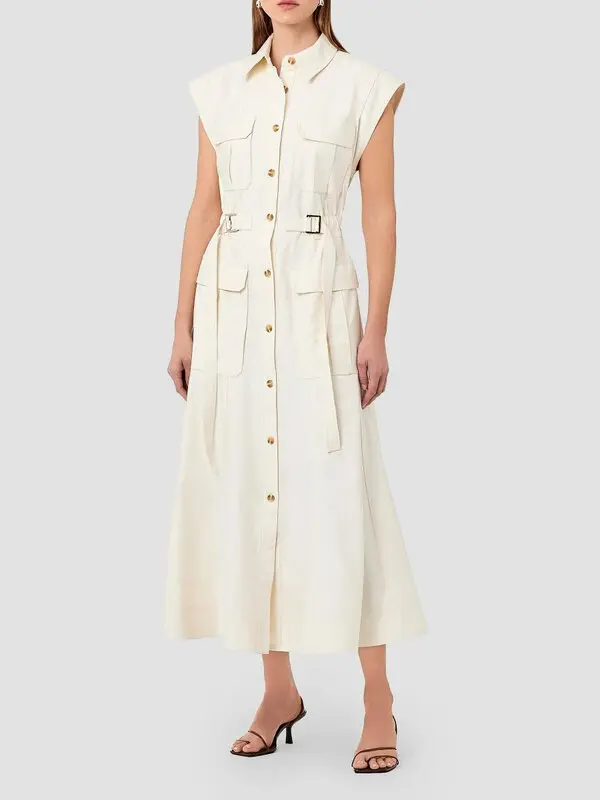 NICHOLAS THE LABEL Romina Cotton-blend Twill Midi-shirtdress