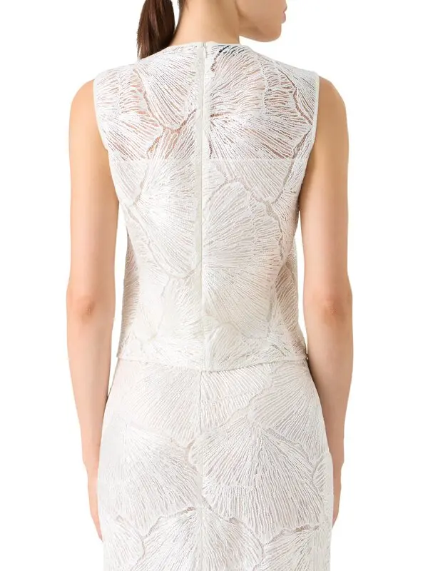 Akris Lacquered Fan Lace Top