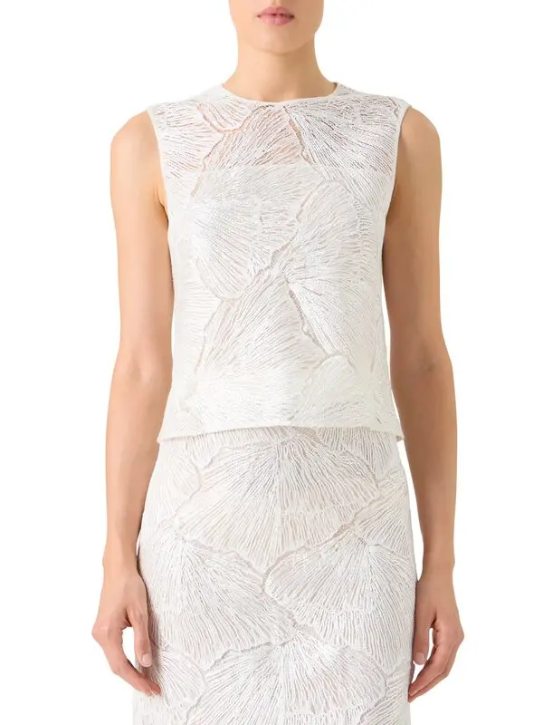 Akris Lacquered Fan Lace Top