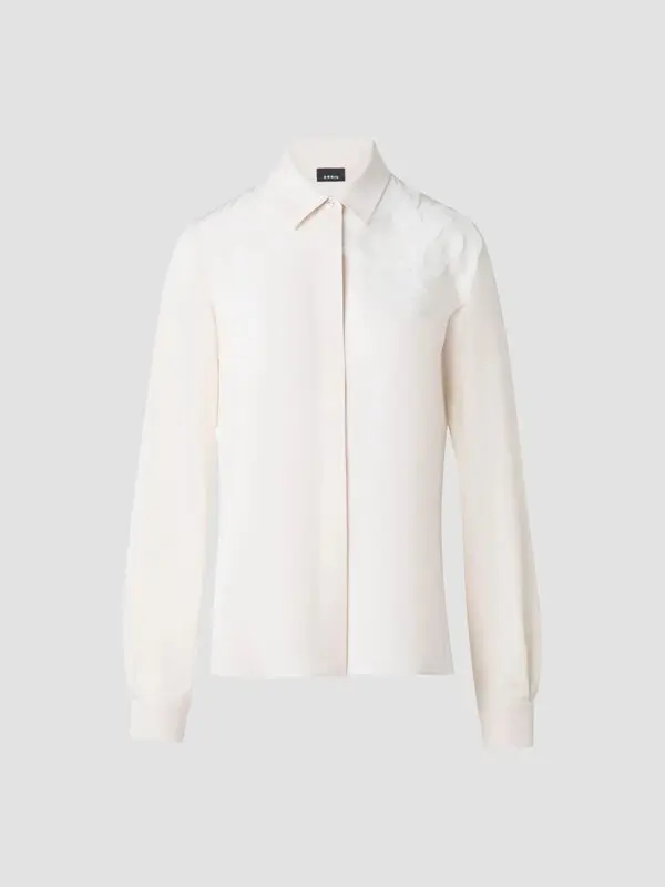 Akris Silk Crepe Blouse - Vanilla