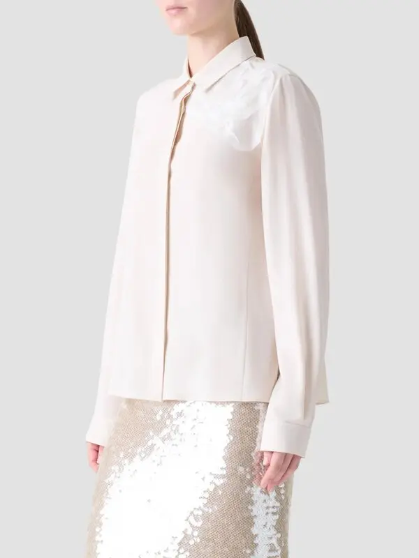 Akris Silk Crepe Blouse - Vanilla