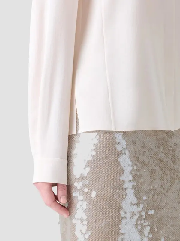 Akris Silk Crepe Blouse - Vanilla
