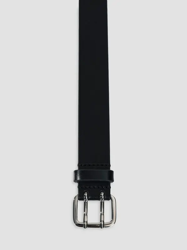 DEHANCHE Mini Hutch Leather Belt - Black Silver