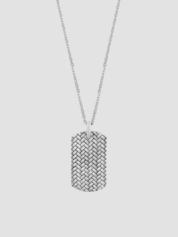 Saks Fifth Avenue Collection Sterling Dog Tag Pendant Necklace