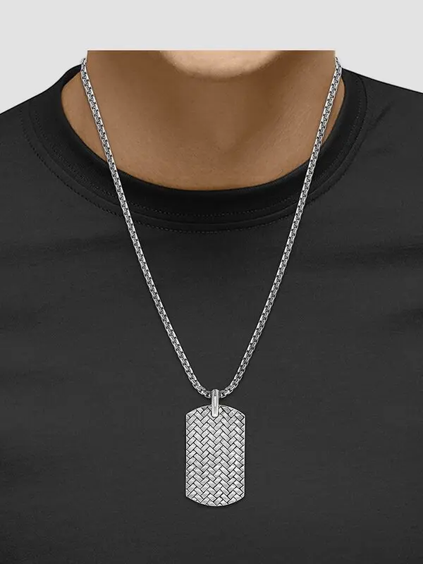 Saks Fifth Avenue Collection Sterling Dog Tag Pendant Necklace