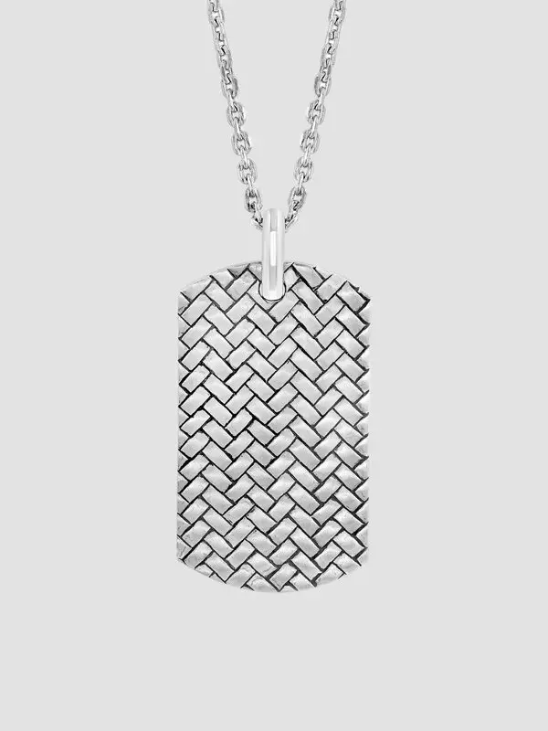 Saks Fifth Avenue Collection Sterling Dog Tag Pendant Necklace