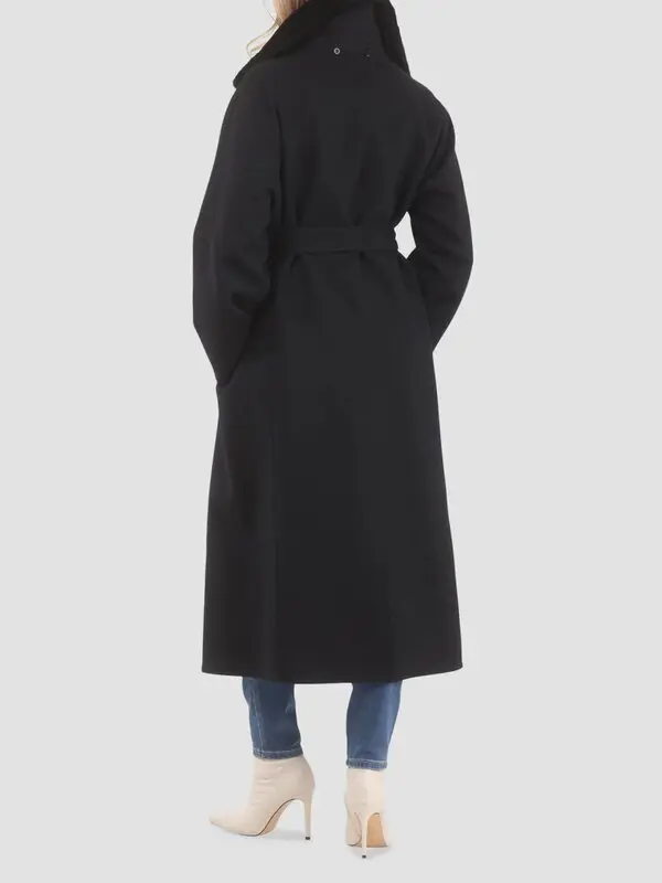 Gorski Reversible Loro Piana Wool Coat With Detachable Select Shearling Lamb Collar, Belt