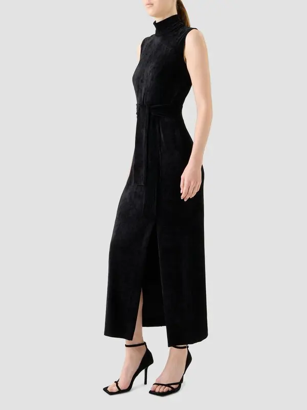 Akris Velvet Tie-waist Maxi Dress
