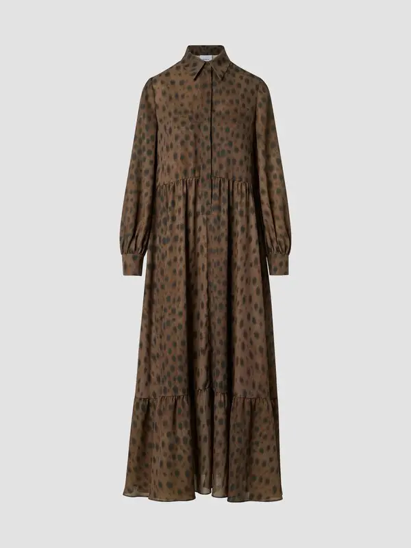 Akris Leopard Georgette Maxi Shirtdress