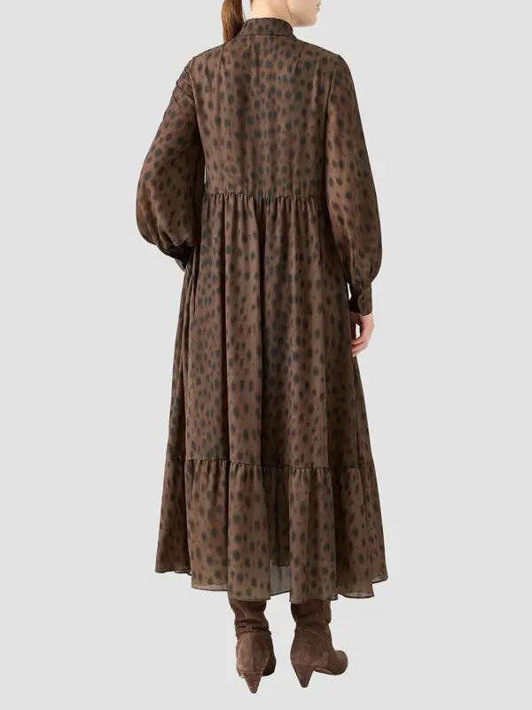 Akris Leopard Georgette Maxi Shirtdress