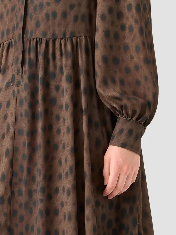 Akris Leopard Georgette Maxi Shirtdress
