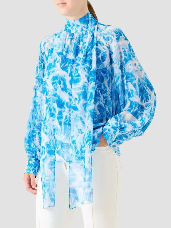 Akris Abstract-print Silk Blouse